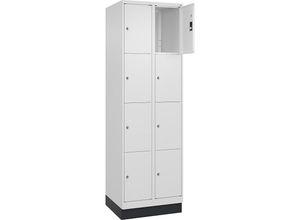 4066681693944 - 4er-Schließfachschrank Classic PLUS 2 Abteile verkehrsweiß B 600 mm 8 Fächer mit Bodensockel C+P