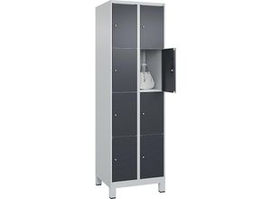 4066681680388 - 4er-Schließfachschrank Classic PLUS 2 Abteile lichtgrau   grau B 600 mm 8 Fächer mit Füßen C+P