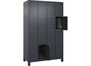 4066681682221 - 4er-Schließfachschrank Classic PLUS 4 Abteile grau B 1200 mm 16 Fächer mit Füßen C+P