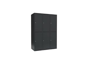 7042423619769 - Doppelstock-Spind Fydor 3 Abteile grau B 1200 mm 3 Abteile flache Dachform Zylinderschloss kaiserkraft