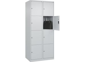 4067521351185 - 4er-Schließfachschrank Classic PLUS 2 Abteile lichtgrau B 800 mm 8 Fächer mit Bodengleitern C+P