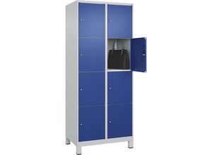 4066681680784 - 4er-Schließfachschrank Classic PLUS 2 Abteile lichtgrau   enzianblau B 800 mm 8 Fächer mit Füßen C+P