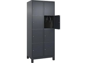 4066681680876 - 4er-Schließfachschrank Classic PLUS 2 Abteile grau B 800 mm 8 Fächer mit Füßen C+P