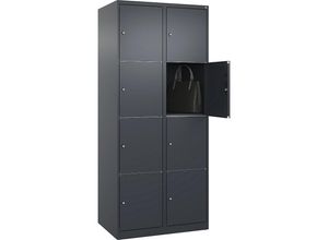 4067521351208 - 4er-Schließfachschrank Classic PLUS 2 Abteile grau B 800 mm 8 Fächer mit Bodengleitern C+P