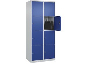4067521351130 - 4er-Schließfachschrank Classic PLUS 2 Abteile lichtgrau   enzianblau B 800 mm 8 Fächer mit Bodengleitern C+P