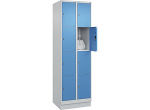 4066681683495 - 4er-Schließfachschrank Classic PLUS 2 Abteile lichtgrau   lichtblau B 600 mm 8 Fächer mit Bodensockel C+P