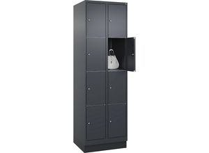 4066681693920 - 4er-Schließfachschrank Classic PLUS 2 Abteile grau B 600 mm 8 Fächer mit Bodensockel C+P