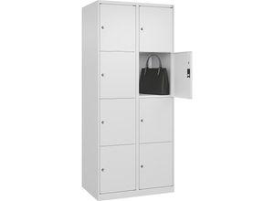 4067521351222 - 4er-Schließfachschrank Classic PLUS 2 Abteile verkehrsweiß B 800 mm 8 Fächer mit Bodengleitern C+P