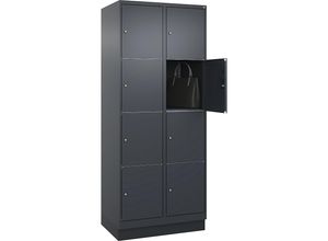 4066681694637 - 4er-Schließfachschrank Classic PLUS 2 Abteile grau B 800 mm 8 Fächer mit Bodensockel C+P