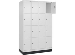 4066681694125 - 4er-Schließfachschrank Classic PLUS 4 Abteile verkehrsweiß B 1200 mm 16 Fächer mit Bodensockel C+P