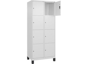 4066681680890 - 4er-Schließfachschrank Classic PLUS 2 Abteile verkehrsweiß B 800 mm 8 Fächer mit Füßen C+P