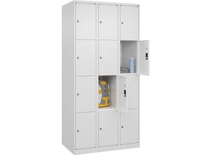4067521352014 - 4er-Schließfachschrank Classic PLUS 3 Abteile verkehrsweiß B 900 mm 12 Fächer mit Bodengleitern C+P
