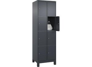 4066681680425 - 4er-Schließfachschrank Classic PLUS 2 Abteile grau B 600 mm 8 Fächer mit Füßen C+P