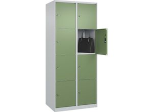 4067521351161 - 4er-Schließfachschrank Classic PLUS 2 Abteile lichtgrau   resedagrün B 800 mm 8 Fächer mit Bodengleitern C+P
