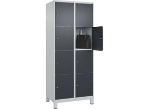 4066681680838 - 4er-Schließfachschrank Classic PLUS 2 Abteile lichtgrau   grau B 800 mm 8 Fächer mit Füßen C+P