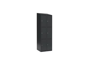 7042424846676 - 3er-Schließfachschrank Fydor 2 Abteile grau B 600 mm 2 Abteile schräge Dachform Zylinderschloss kaiserkraft