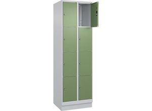 4066681683518 - 4er-Schließfachschrank Classic PLUS 2 Abteile lichtgrau   resedagrün B 600 mm 8 Fächer mit Bodensockel C+P
