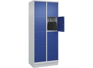 4066681683938 - 4er-Schließfachschrank Classic PLUS 2 Abteile lichtgrau   enzianblau B 800 mm 8 Fächer mit Bodensockel C+P
