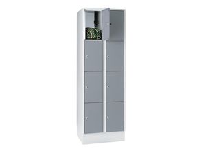 4250618251042 - 4er-Schließfachschrank München 2 Abteile lichtgrau   silbergrau B 600 mm mit Bodensockel Wolf