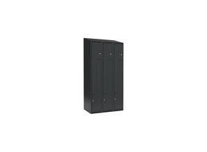 7042424670646 - Z-Spind Fydor 3 Abteile grau B 900 mm 3 Abteile schräge Dachform Zylinderschloss kaiserkraft