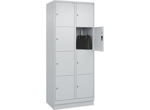 4066681683990 - 4er-Schließfachschrank Classic PLUS 2 Abteile lichtgrau B 800 mm 8 Fächer mit Bodensockel C+P