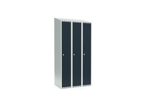 7042423059978 - Spind Fydor 3 Abteile lichtgrau   grau B 900 mm 3 Abteile schräge Dachform Vorhängeschloss kaiserkraft