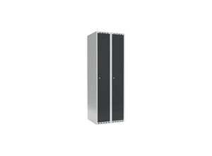 7042423057486 - Spind Fydor 2 Abteile lichtgrau   grau B 600 mm 2 Abteile flache Dachform Zylinderschloss kaiserkraft