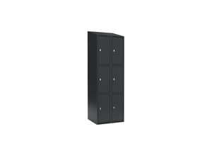 7042424830880 - 3er-Schließfachschrank Fydor 2 Abteile grau B 600 mm 2 Abteile schräge Dachform Vorhängeschloss kaiserkraft