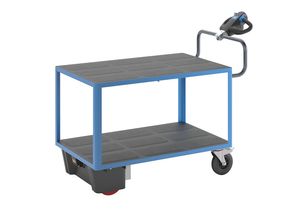 4061753237088 - eurokraft pro Montagewagen mit Elektroantrieb 2 Etagen aus Kunststoff LxBxH 1670 x 800 x 1300 mm blau