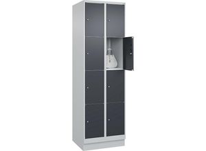 4066681683532 - 4er-Schließfachschrank Classic PLUS 2 Abteile lichtgrau   grau B 600 mm 8 Fächer mit Bodensockel C+P