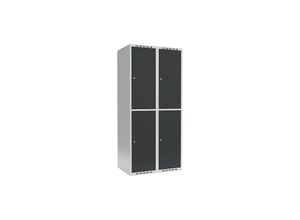 7042424853216 - Doppelstock-Spind Fydor 2 Abteile lichtgrau   grau B 800 mm 2 Abteile flache Dachform Zylinderschloss kaiserkraft