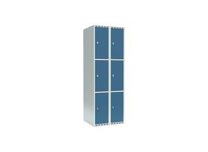 7042424302806 - 3er-Schließfachschrank Fydor 2 Abteile lichtgrau   brillantblau B 600 mm 2 Abteile flache Dachform Vorhängeschloss kaiserkraft