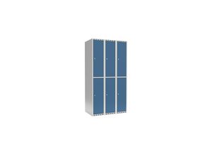 7042424852868 - Doppelstock-Spind Fydor 3 Abteile lichtgrau   brillantblau B 900 mm 3 Abteile flache Dachform Zylinderschloss kaiserkraft