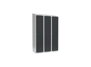 7042423063104 - Spind Fydor 3 Abteile lichtgrau   grau B 1200 mm 3 Abteile schräge Dachform Zylinderschloss kaiserkraft