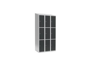 7042423035385 - 3er-Schließfachschrank Fydor 3 Abteile lichtgrau   grau B 900 mm 3 Abteile schräge Dachform Zylinderschloss kaiserkraft