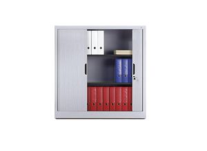 4025314902228 - Rollladenschrank mit Horizontal-Jalousie HxBxT 1230 x 1200 x 420 mm 2 Fachböden 3 Ordnerhöhen weißaluminium C+P