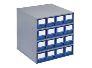 4009292808727 - Schubladenmagazin Gehäuse-Traglast 75 kg HxBxT 395 x 376 x 300 mm 16 Schubladen Schubladen blau kaiserkraft