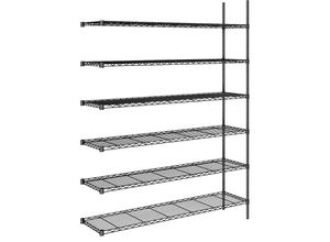 4061753091512 - Stahldraht-Gitterregal schwarz Fachlast 100 kg BxT 1520 x 460 mm Anbauregal Höhe 2180 mm 6 Fachböden kaiserkraft