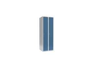 7042423182232 - Spind Fydor 2 Abteile lichtgrau   brillantblau B 600 mm 2 Abteile flache Dachform Zylinderschloss kaiserkraft