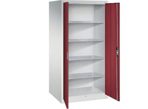 4064615165598 - Werkstatt-Flügeltürschrank HxBxT 1950 x 930 x 800 mm lichtgrau   rubinrot C+P