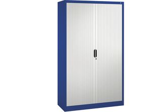 4051803731024 - Rollladenschrank mit Horizontal-Jalousie HxBxT 1980 x 1200 x 420 mm 4 Fachböden 5 Ordnerhöhen enzianblau   lichtgrau C+P