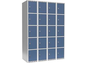 7042424679441 - 5er-Schließfachschrank Fydor 4 Abteile lichtgrau   brillantblau B 1200 mm 4 Abteile flache Dachform Vorhängeschloss kaiserkraft
