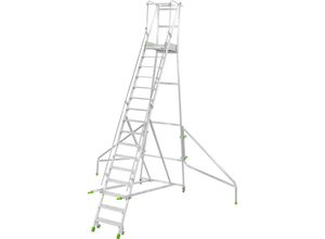 8028406108368 - Mobile Alu-Podesttreppe klappbar mit gerieften Aluminiumstufen 16 Stufen inkl Plattform kaiserkraft