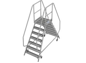 4009199821355 - Podestleiter mit R13-Rutschhemmung mit beidseitigem Aufstieg 2x7 Stufen inkl Plattform KRAUSE