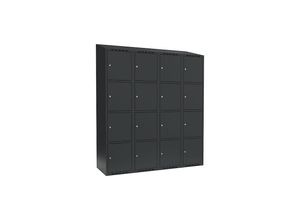 7042424846799 - 4er-Schließfachschrank Fydor 4 Abteile grau B 1200 mm 4 Abteile schräge Dachform Zylinderschloss kaiserkraft