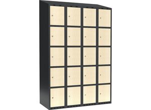 7042424849097 - 5er-Schließfachschrank Fydor 4 Abteile grau   Birke B 1200 mm 4 Abteile schräge Dachform Zylinderschloss kaiserkraft