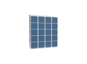 7042424846850 - 5er-Schließfachschrank Fydor 4 Abteile lichtgrau   brillantblau B 1200 mm 4 Abteile schräge Dachform Zylinderschloss kaiserkraft