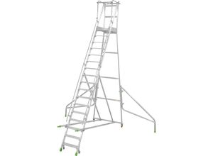 8028406108375 - Mobile Alu-Podesttreppe klappbar mit gerieften Aluminiumstufen 17 Stufen inkl Plattform kaiserkraft