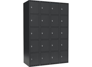 7042424679458 - 5er-Schließfachschrank Fydor 4 Abteile grau B 1200 mm 4 Abteile flache Dachform Vorhängeschloss kaiserkraft
