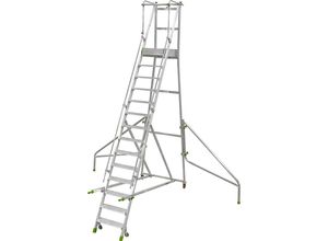 8028406108344 - Mobile Alu-Podesttreppe klappbar mit gerieften Aluminiumstufen 14 Stufen inkl Plattform kaiserkraft